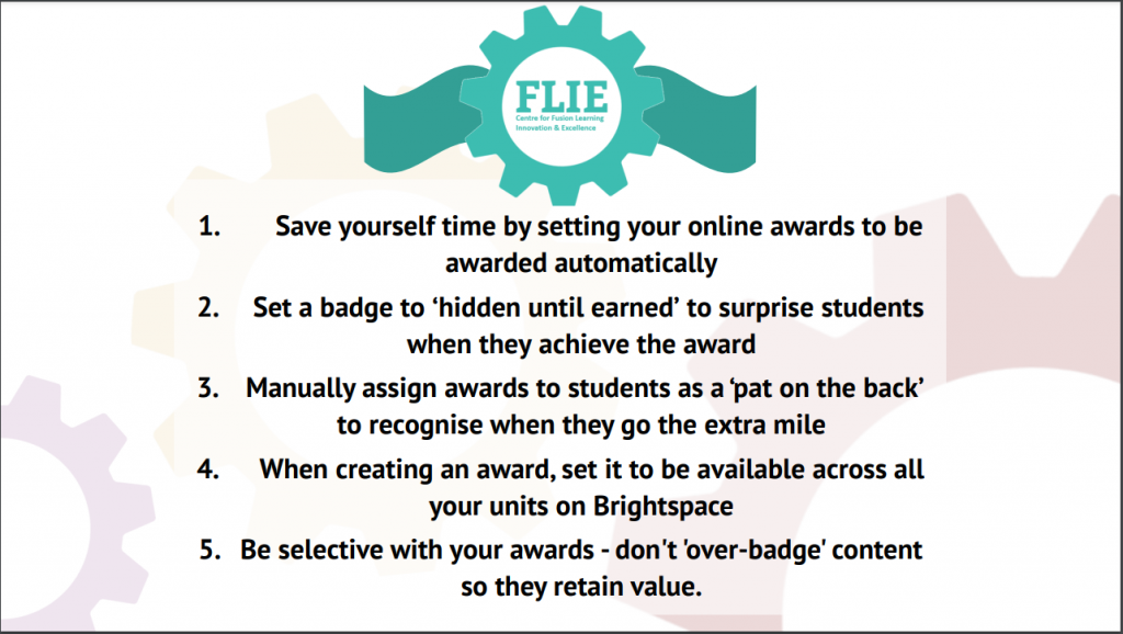 Centre for Fusion Learning Innovation and Excellence | Using Awards in Brightspace – session ...